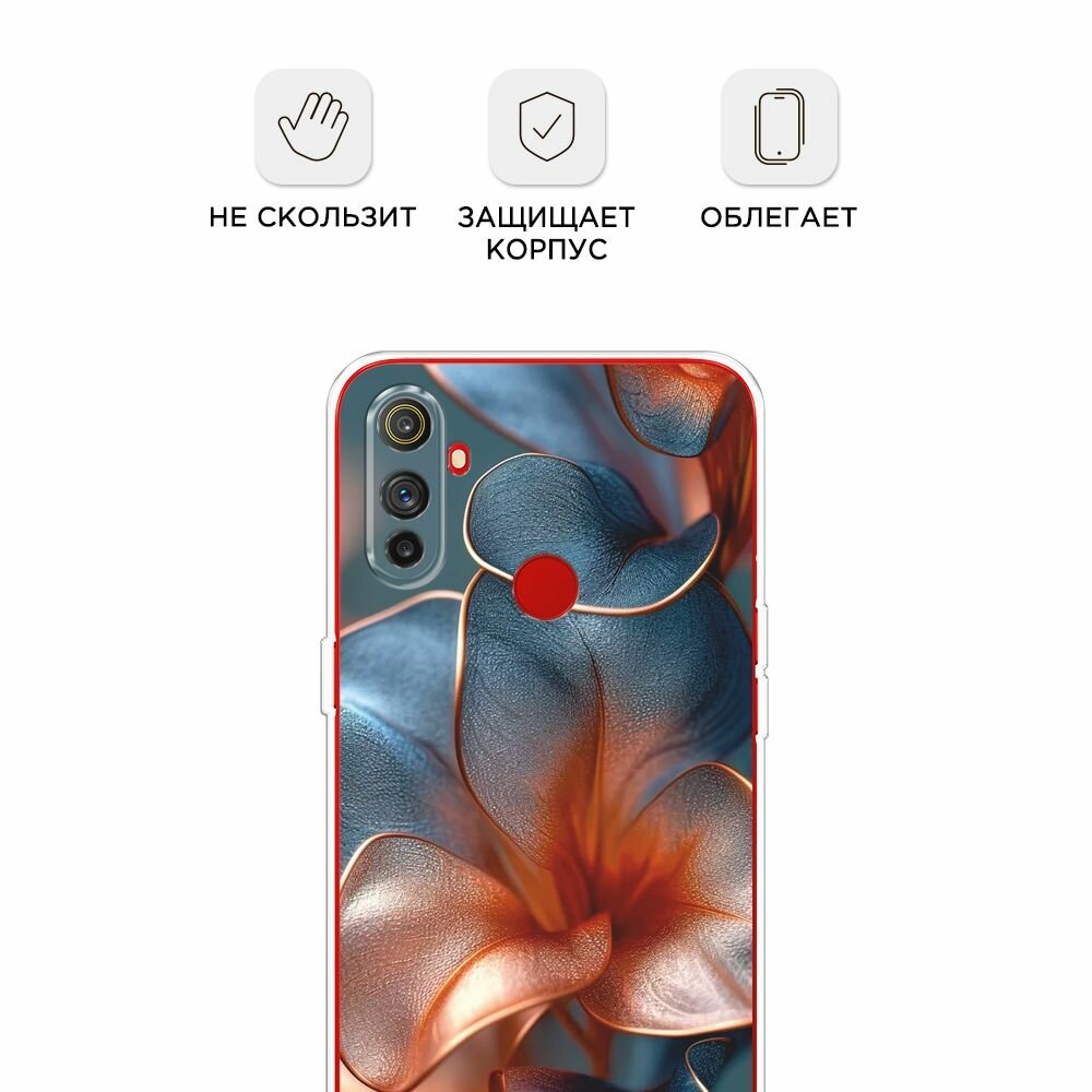 Силиконовый чехол на Realme C3 / Реалми C3 с принтом "Жемчужные цветы" — фото 1