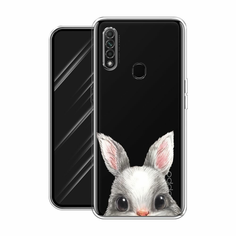 Чехол на Oppo A31 / Оппо А31 с принтом "Карандашный кролик 2 - 8 марта", прозрачный — фото 1