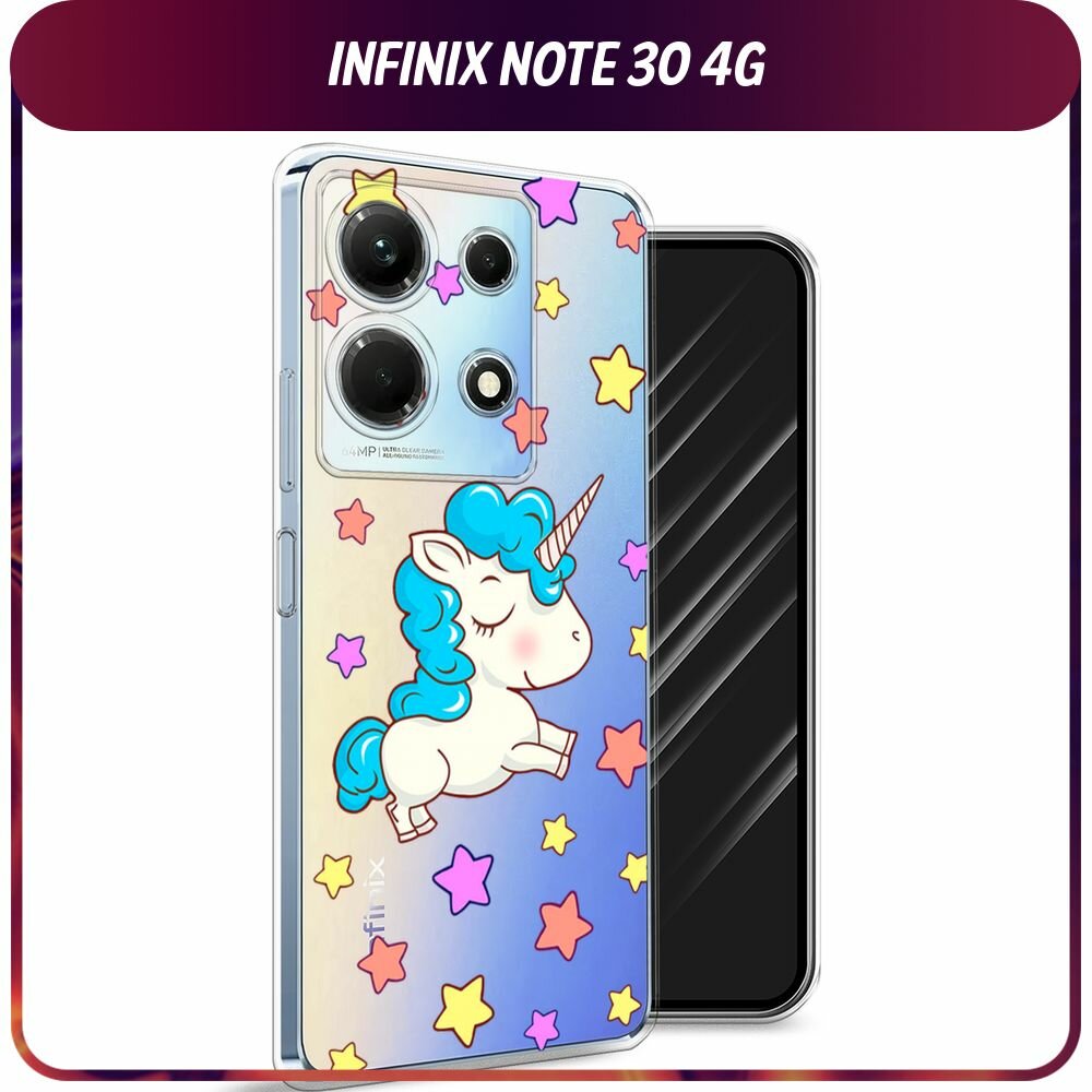 Чехол на Infinix Note 30 4G / Инфиникс Нот 30 4G с принтом Голубая единорожка, прозрачный