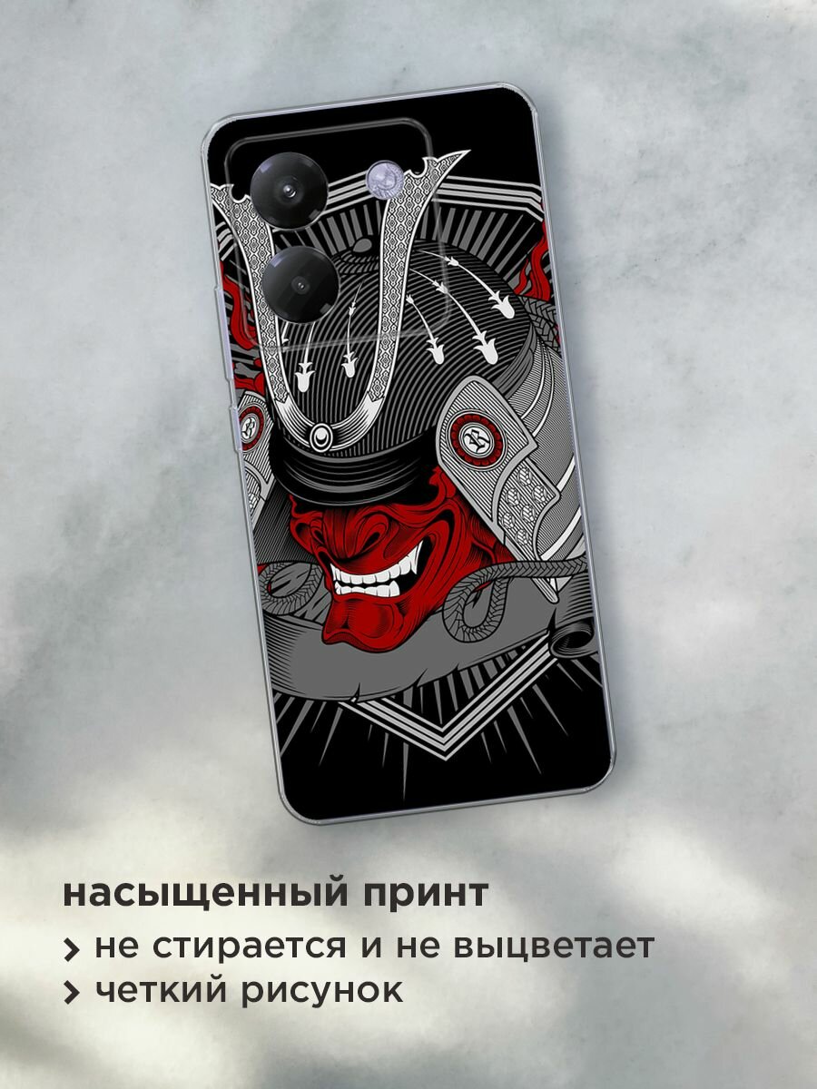 Чехол на Poco M7 Pro / Поко М7 Про с принтом "Красная маска самурая" — фото 1