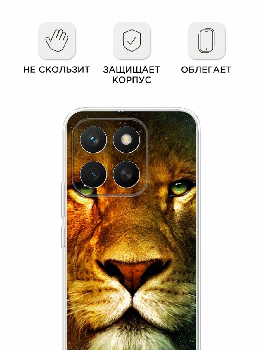Силиконовый чехол на Honor X8c / Хонор X8c с принтом "Лев арт 8" — фото 1