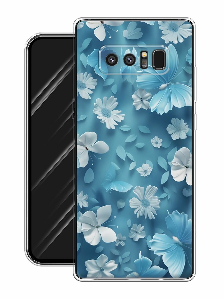 Чехол на Samsung Galaxy Note 8 / Самсунг Галакси Нот 8 с принтом "Голубые глазурные цветы" — фото 1