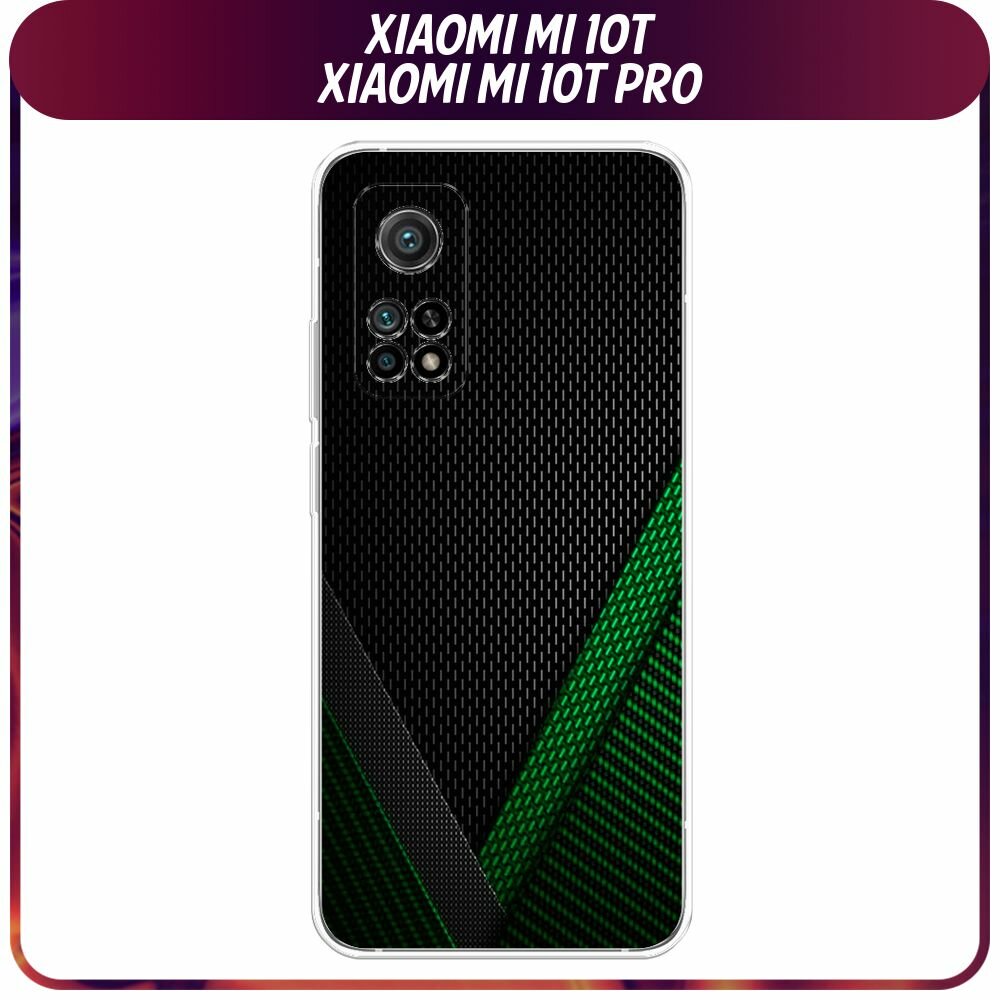 Чехол на Xiaomi Mi 10T/10T Pro / Сяоми Mi 10T/10T Pro с принтом "Зеленый карбон"