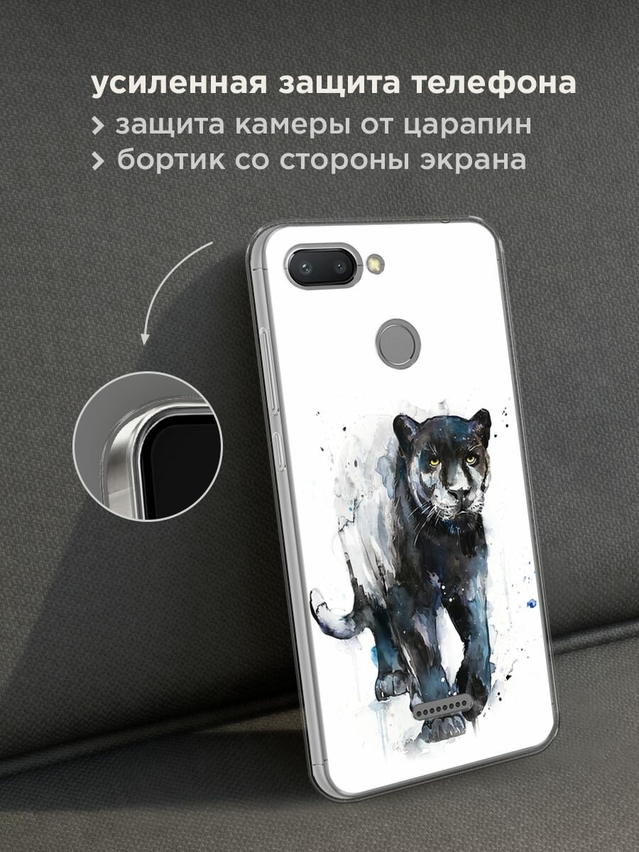 Чехол на Xiaomi Redmi 6 / Сяоми Редми 6 с принтом "Пантера арт 3" — фото 1