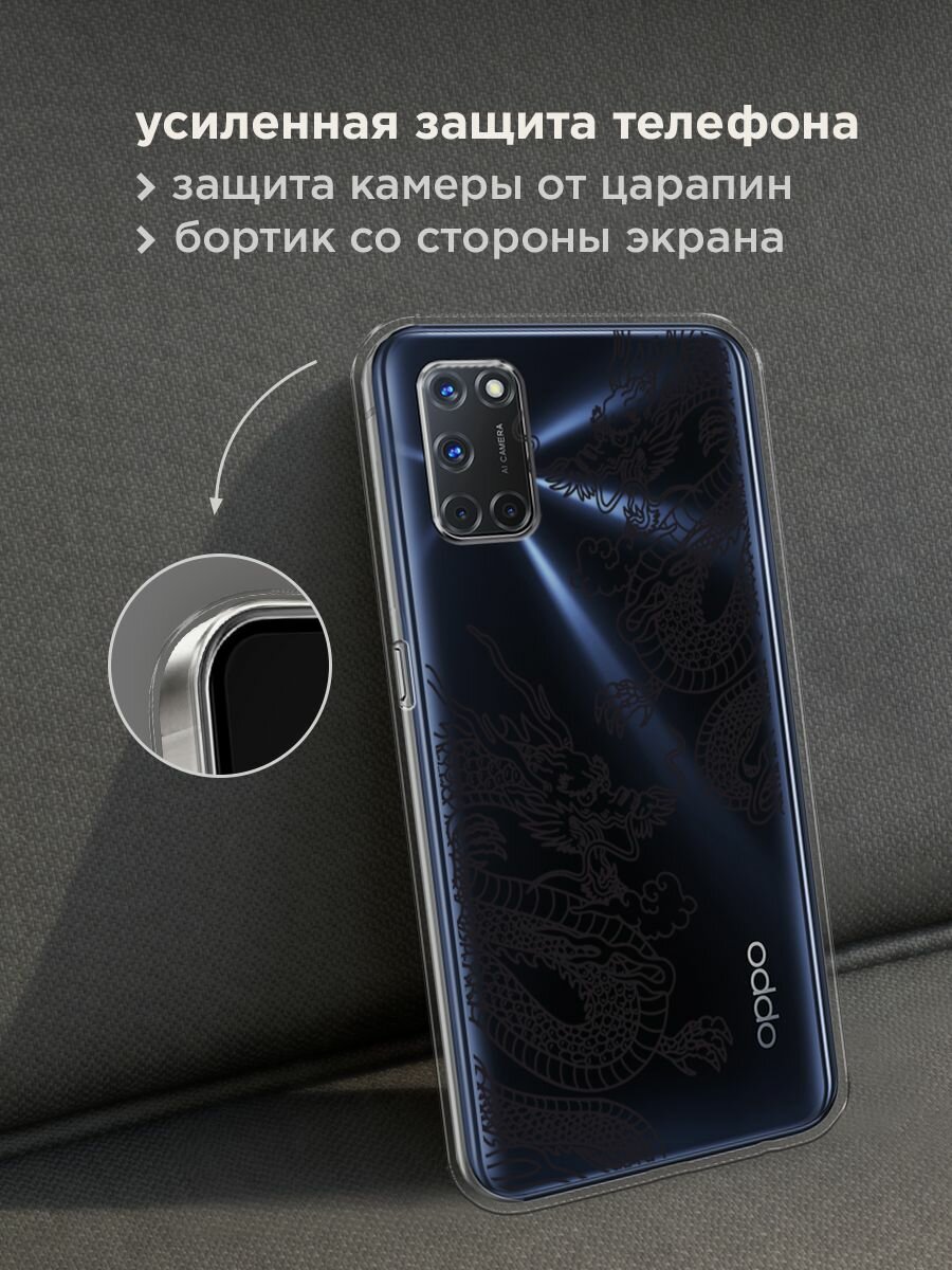 Чехол на Oppo A52/A72 / Оппо A52/A72 с принтом "Два китайских дракона", прозрачный — фото 1