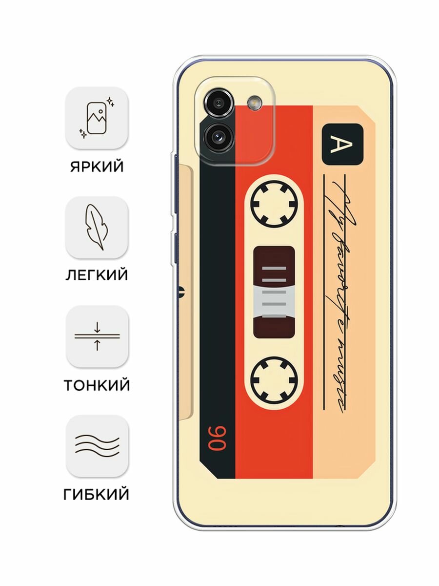 Чехол на Samsung Galaxy A03 / Самсунг Галакси А03 с принтом "Бежевая кассета" — фото 1