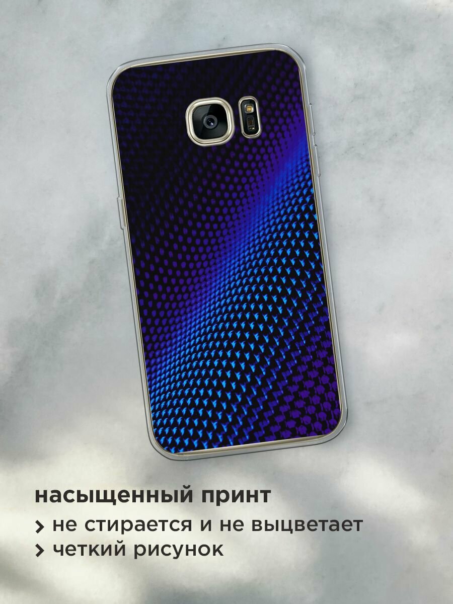 Чехол на Samsung Galaxy S7 / Самсунг Галакси С 7 с принтом "Синий карбон" — фото 1