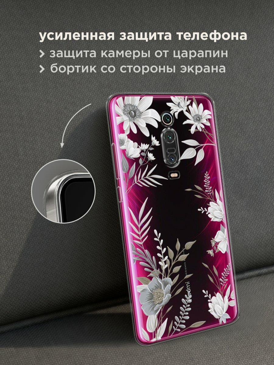 Чехол на Xiaomi Redmi K20/K20 Pro/Mi 9T/9T Pro / Сяоми Редми К20/K20 Pro/Mi 9T/9T Pro с принтом "Цветы сепия 3" — фото 1