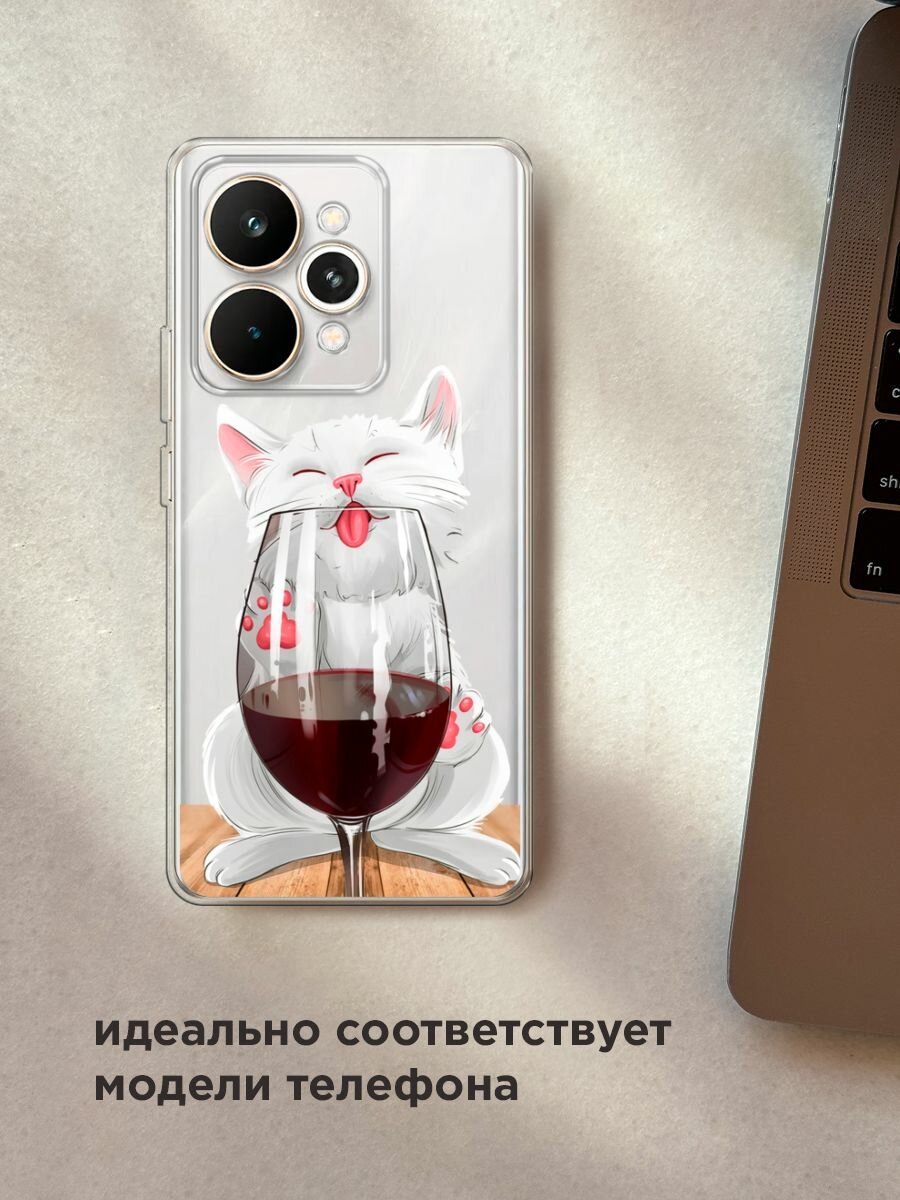 Чехол на Realme 15 Pro / Реалми 15 Про с принтом "Кот с бокалом", прозрачный — фото 1