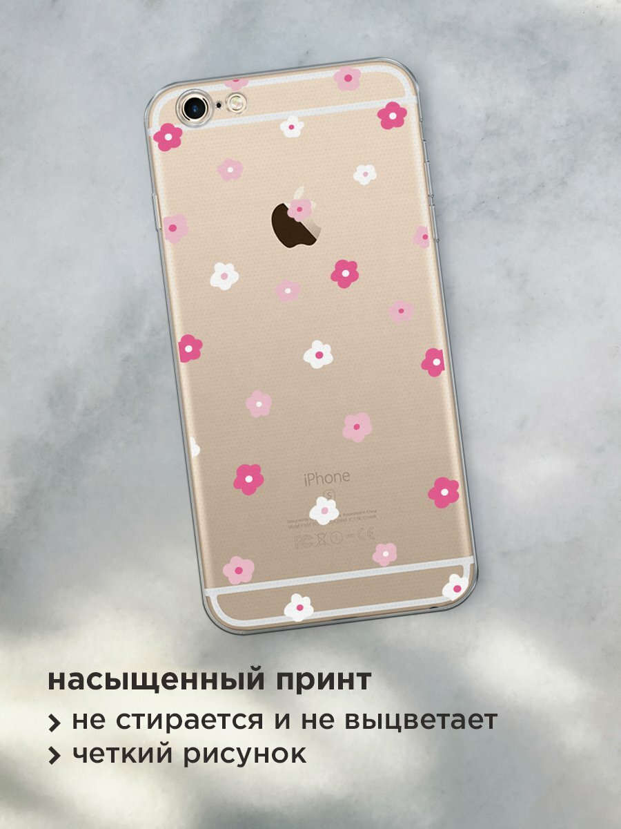 Чехол на Apple iPhone 6 Plus/6S Plus / Айфон 6 Плюс/Айфон 6С Плюс с принтом "Весенние цветочки рисунок", прозрачный — фото 1