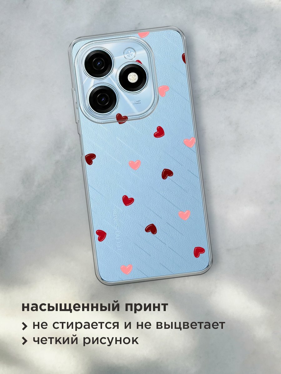 Чехол на Tecno Spark 20 / Текно Спарк 20 с принтом "Бордовые сердечки 2" — фото 1