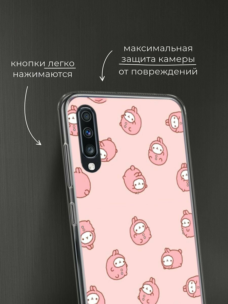 Чехол на Samsung Galaxy A70 / Самсунг Галакси А70 с принтом "Зайчики в капюшонах" — фото 1