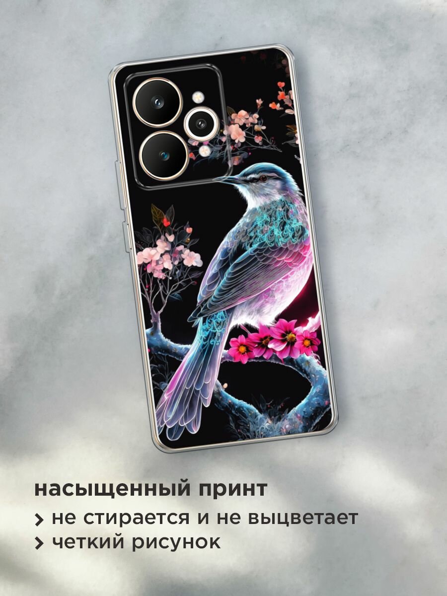 Чехол на Realme 15 / Реалми 15 с принтом "Птица на цветущем дереве" — фото 1