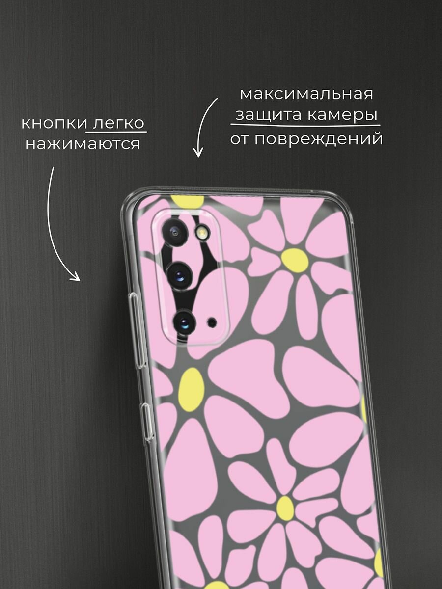 Чехол на Samsung Galaxy S20 / Самсунг Гэлакси S20 с принтом "Розовые лепестки 2", прозрачный — фото 1