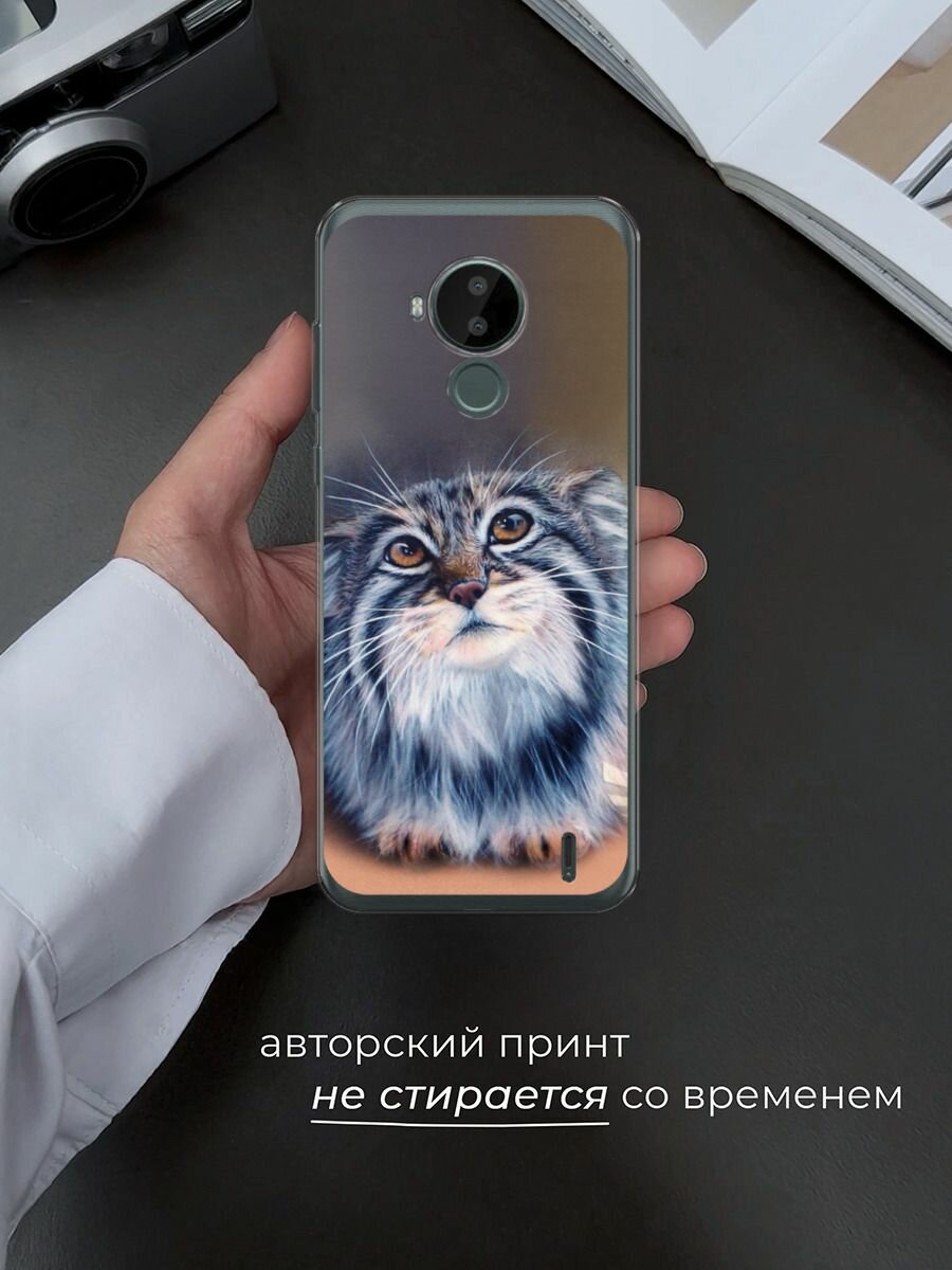 Силиконовый чехол на Nokia C30 / Нокия C30 с принтом "Кот манул 2" — фото 1