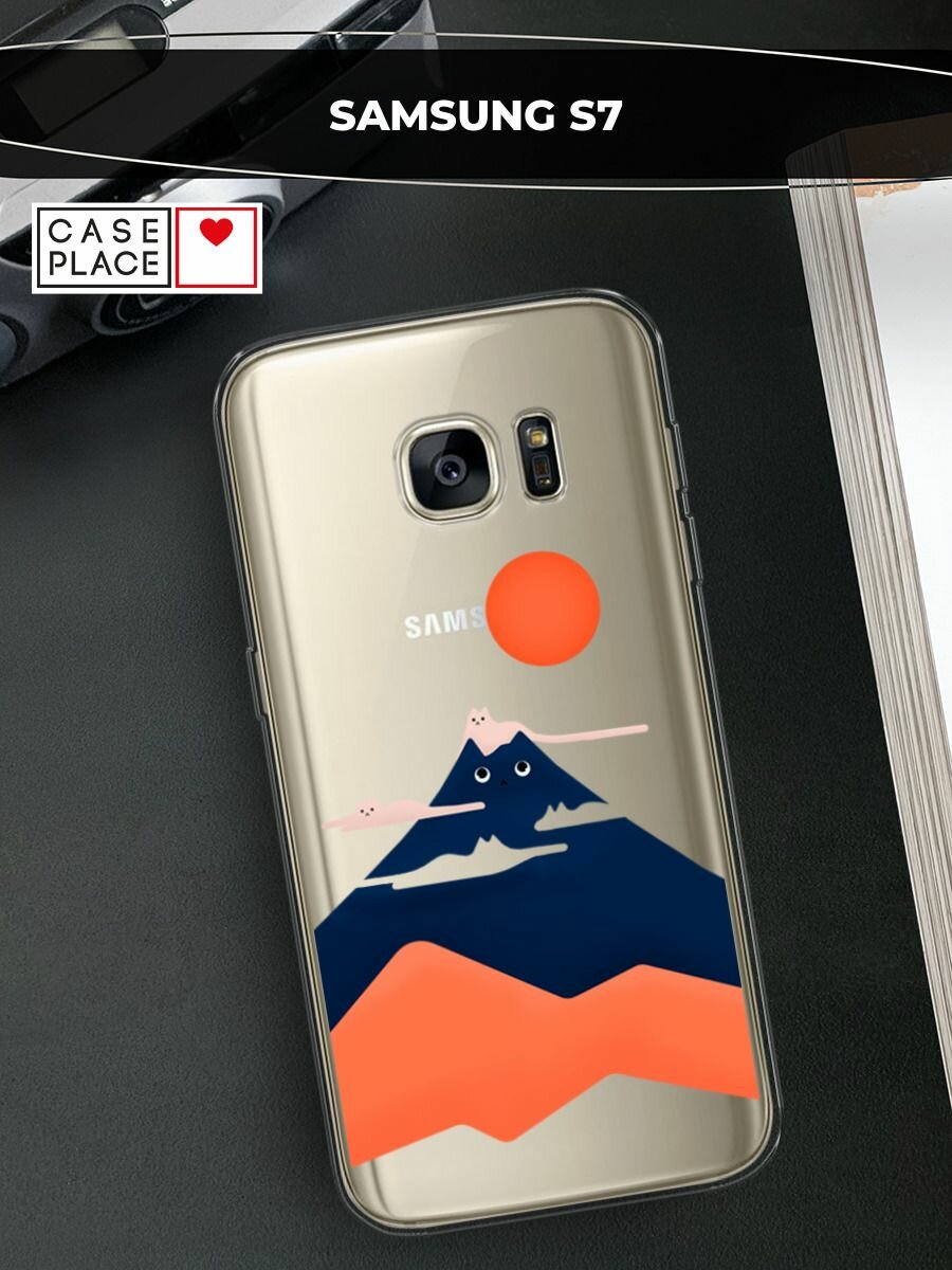 Чехол на Samsung Galaxy S7 / Самсунг Галакси С 7 с принтом "Кот-гора", прозрачный