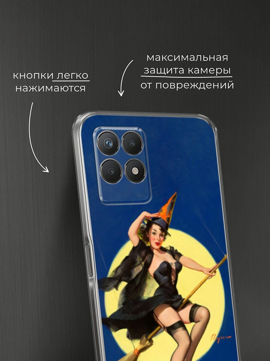 Силиконовый чехол на Realme 8i / Реалми 8i с принтом "Pin-Up Witch" — фото 1
