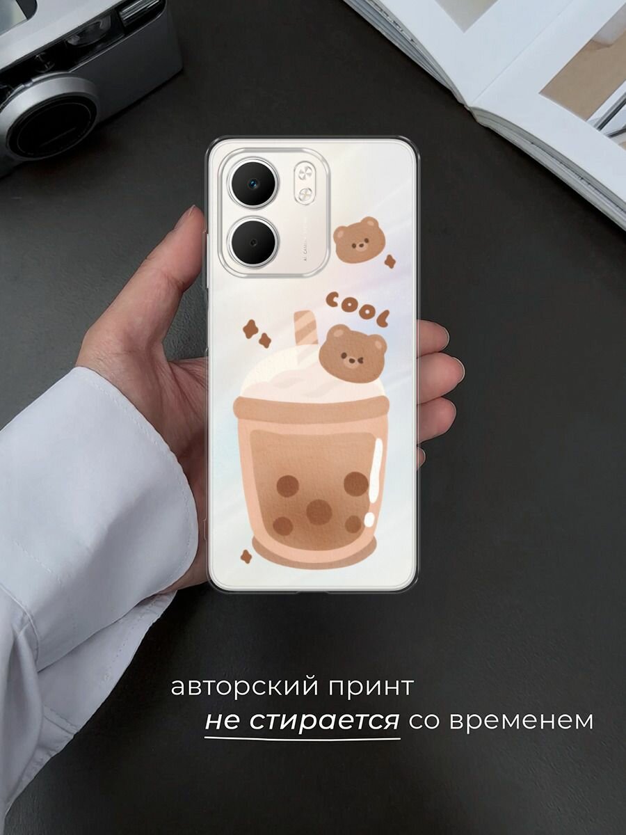 Силиконовый чехол на Oppo A5x / Оппо А5x с принтом "Кофе 2", прозрачный — фото 1