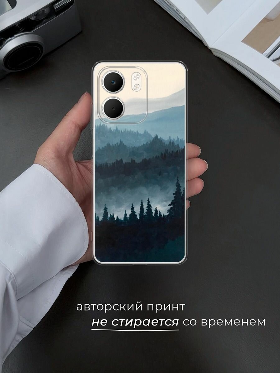 Силиконовый чехол на Oppo A5x / Оппо А5x с принтом "Туманные горы" — фото 1