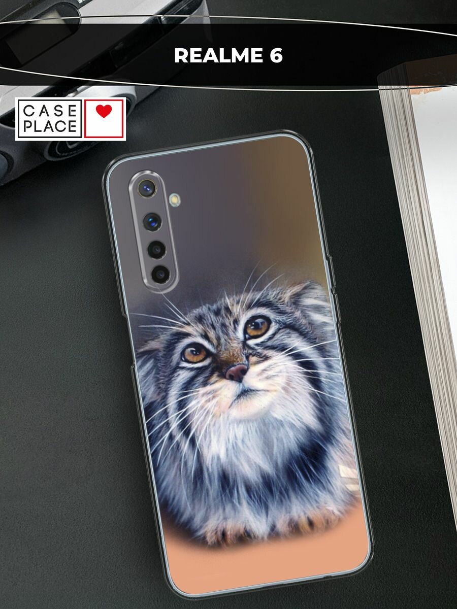 Силиконовый чехол на Realme 6 / Реалми 6 с принтом "Кот манул 2"