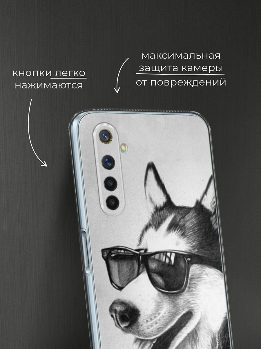 Силиконовый чехол на Realme 6 / Реалми 6 с принтом "Крутой Хаске" — фото 1