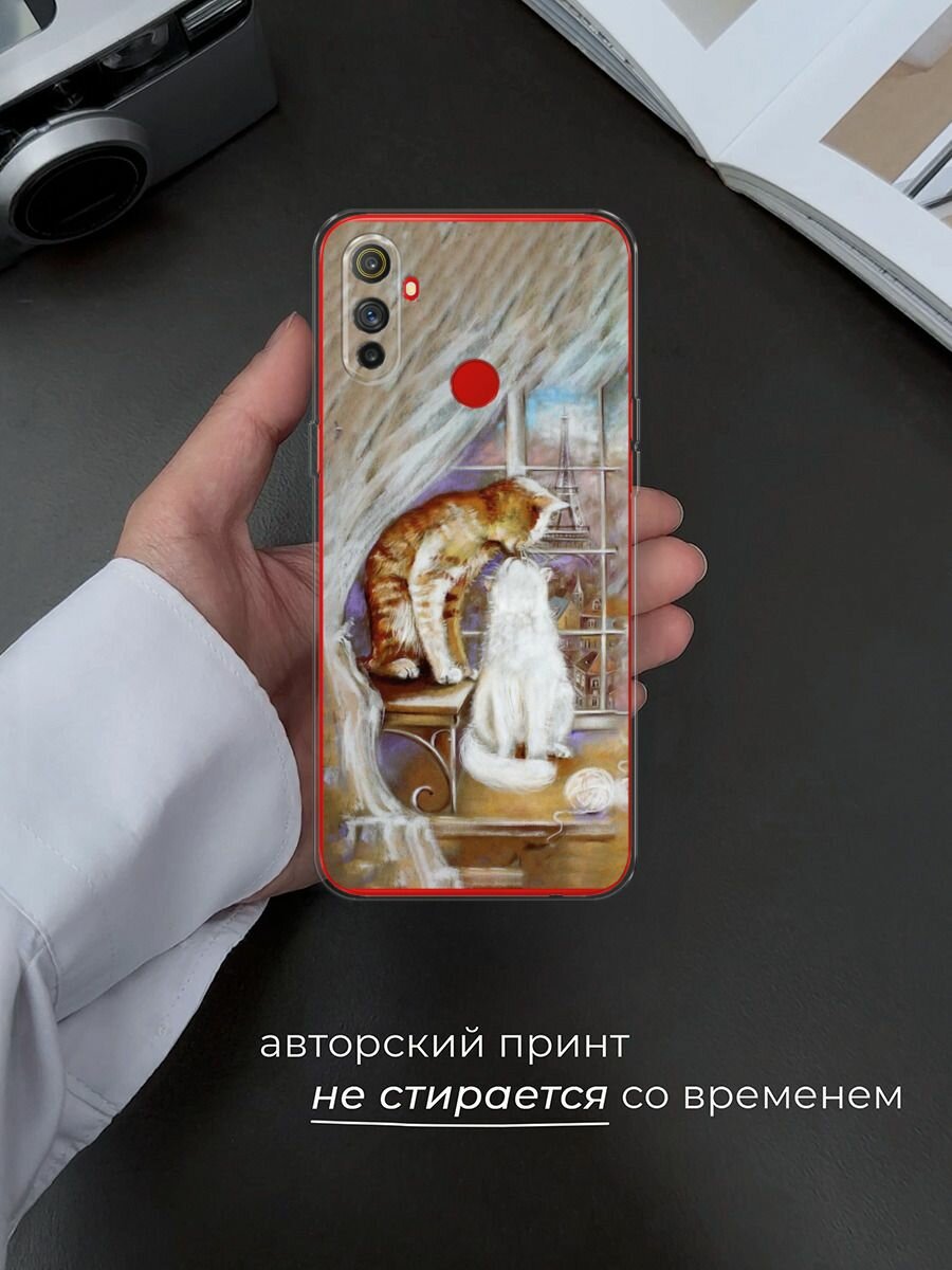 Чехол на Realme C3 / Реалми C3 с принтом "Влюбленные котики 1" — фото 1