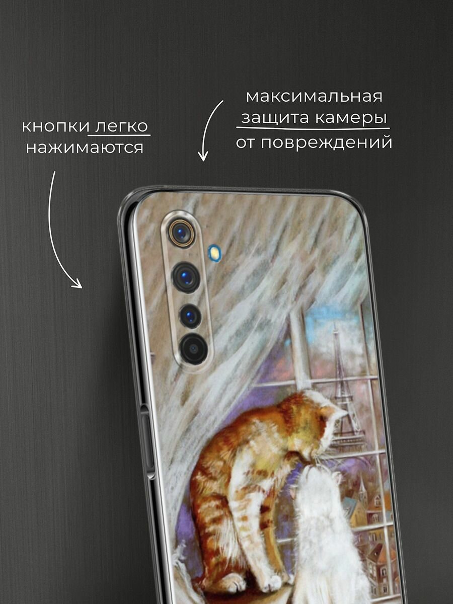 Чехол на Realme 6 Pro / Реалми 6 Про с принтом "Влюбленные котики 1" — фото 1