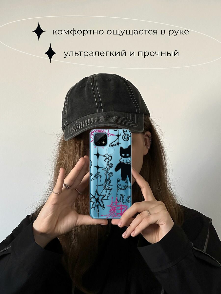 Чехол на Realme C21 / Реалми С21 с принтом "Готические котики" — фото 1