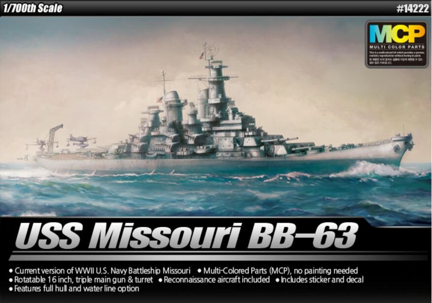Academy 14222 1/700 USS Missouri BB-63 MCP сборная модель корабля