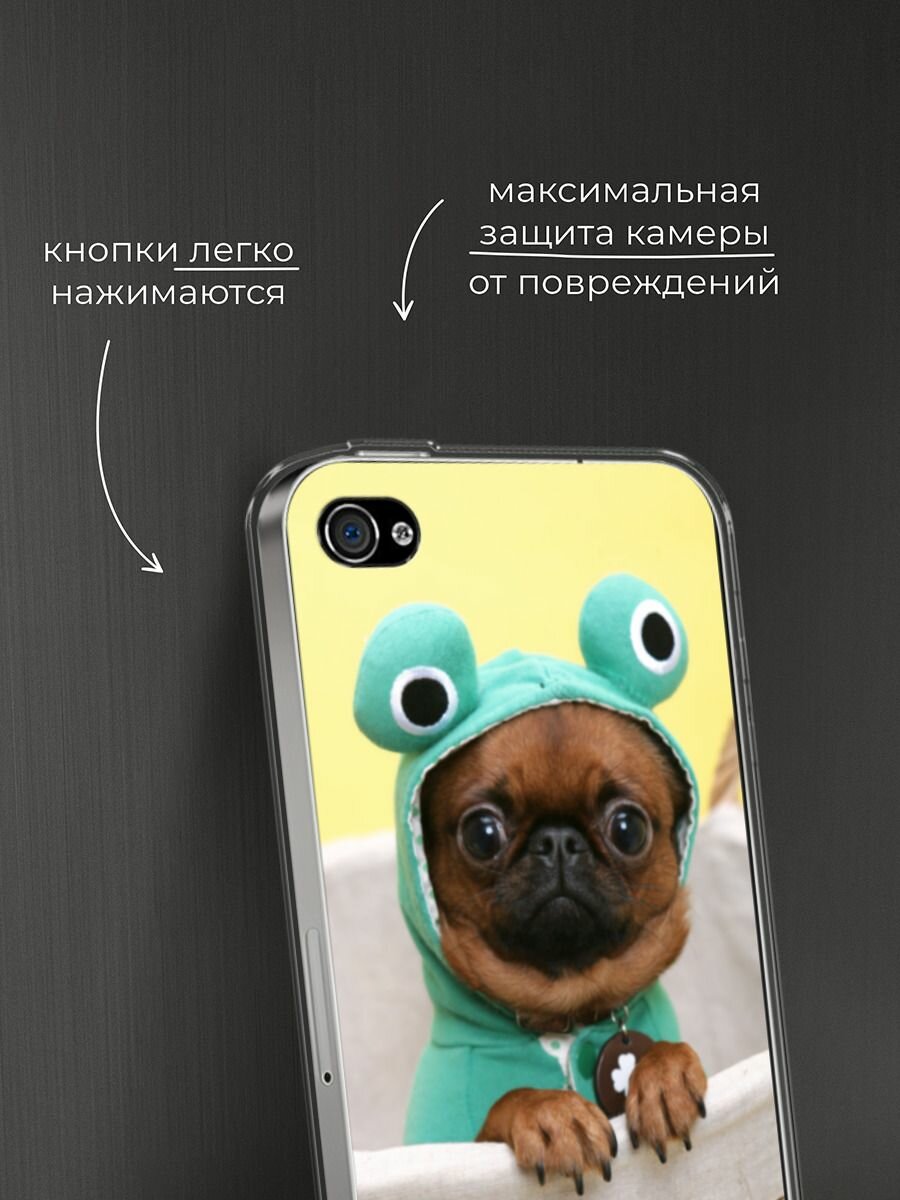 Чехол на Apple iPhone 4/4S / Айфон 4/4S с принтом "Собачка в шапке лягушки" — фото 1