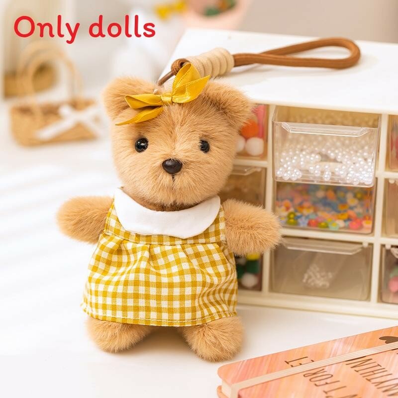 Sweet teddy bear plush pendant soft stuffed toy keychain for girls and couples