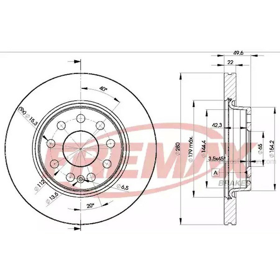 FREMAX BD5614 диск тормозной передний!\ Audi A3, Skoda Octavia, VW Golf 1.4-2.0TDi 03>