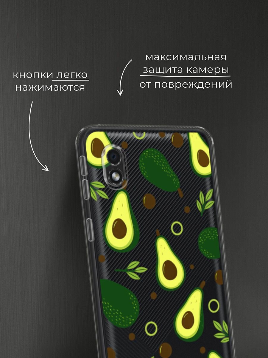 Чехол на Samsung Galaxy A01 Core / Самсунг Галакси А01 Core с принтом "Авокадо паттерн", прозрачный — фото 1