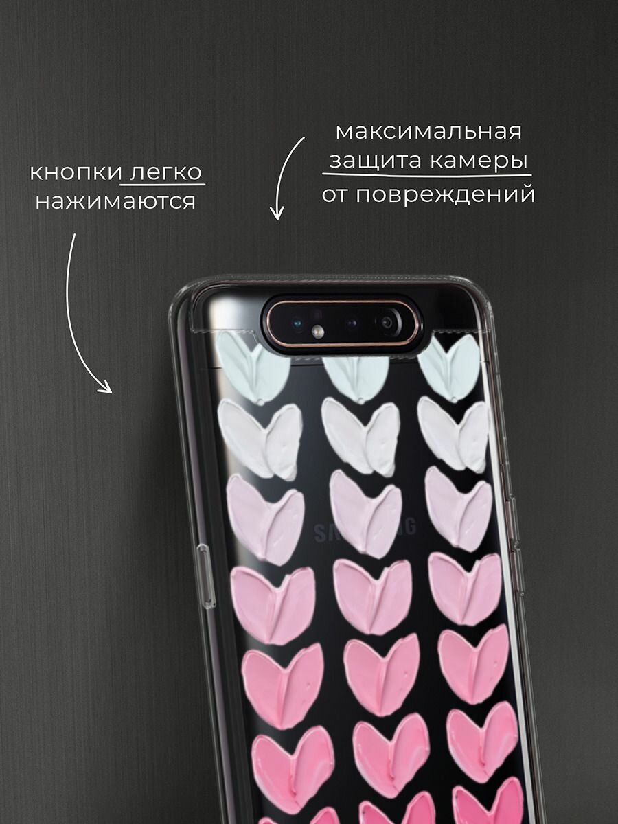 Чехол на Samsung Galaxy A80 / Самсунг Гэлакси A80 с принтом "Градиент из сердечек" — фото 1