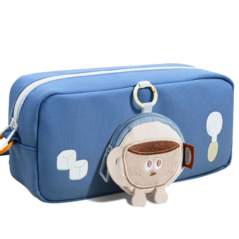 Милый пенал с едой, вместительный органайзер для канцелярских принадлежностей синего цвета из оксфорда, высококачественный чехол для ручек для школьников, уникальный дизайн, весёлый и функциональный