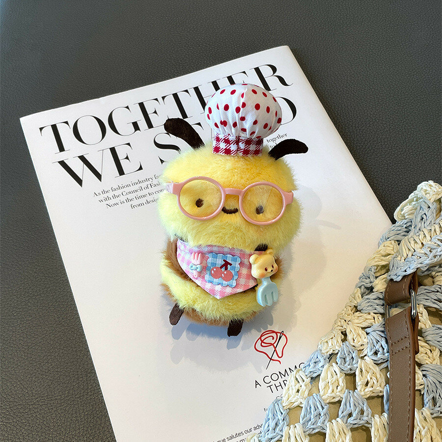 Мягкая плюшевая пчела-талисман с сменной одеждой для украшений сумок и подарков, розовая