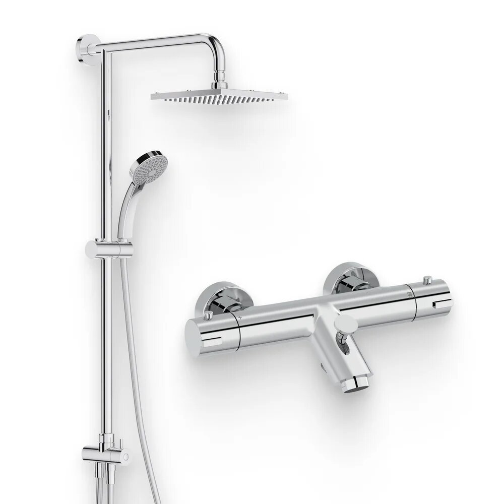 Душевой комплект Термостат Jacob Delafon Brive E24335-CP, для ванны с душем / Стойка Eo