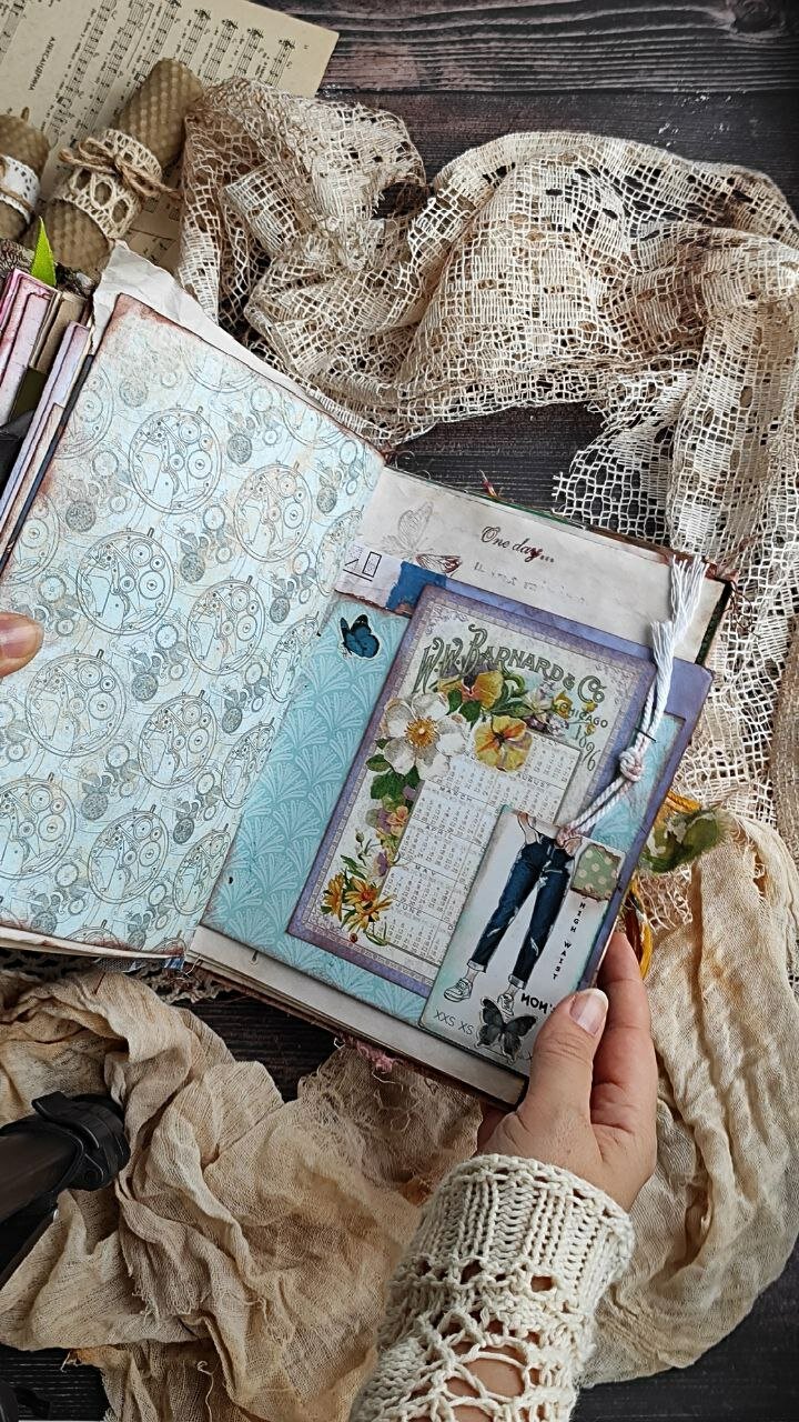 Блокнот ручной работы "Летний джанк", формат а5, джанк бук, творческий блокнот, блокнот садовода