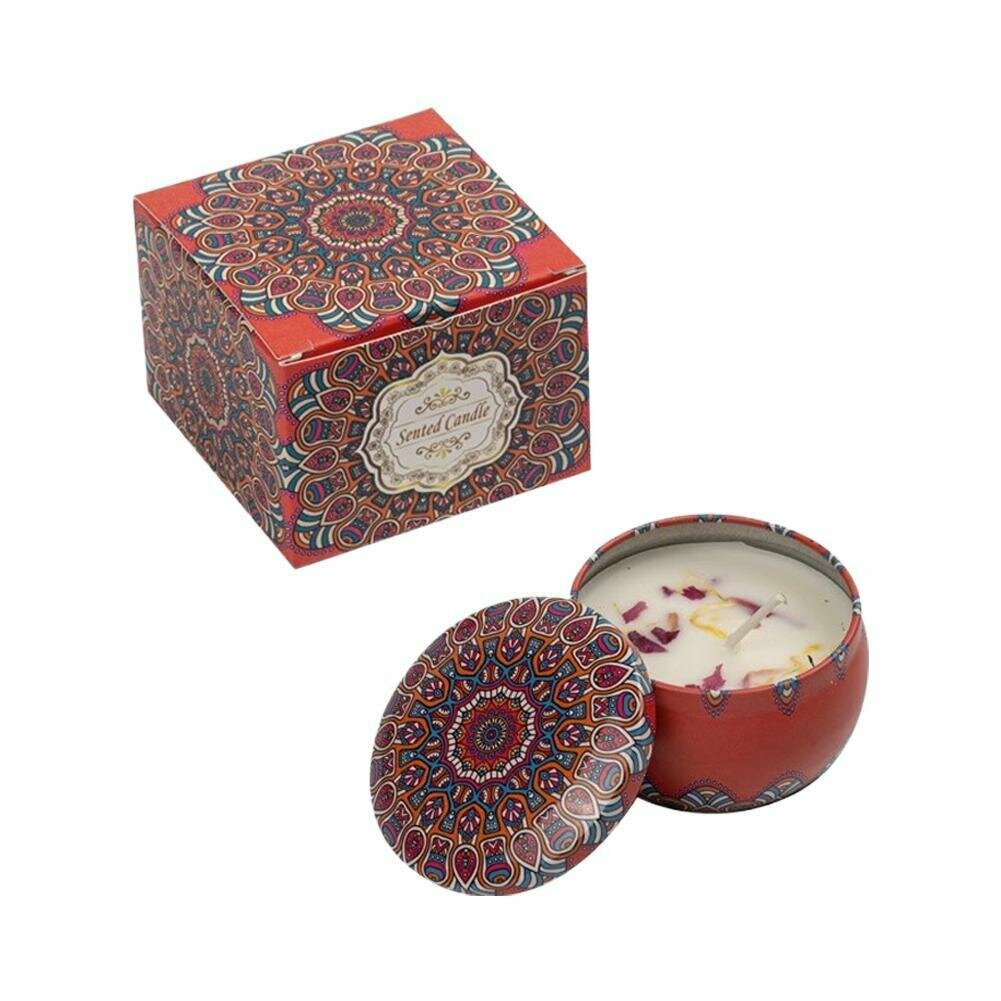 Ароматическая свеча с сухоцветами в жестяной банке, соевый воск для устранения запахов, бездымная свеча для дома