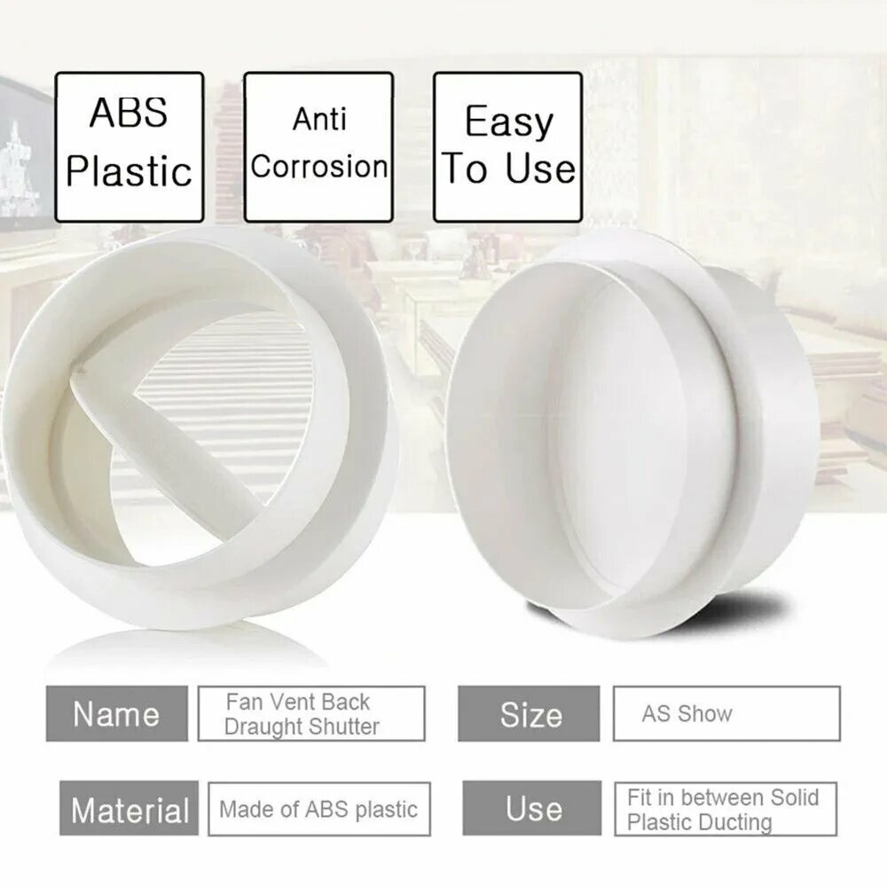 Обратный Клапан Вентилятора ПВХ Для Ванной Комнаты, Кухонный Клапан, Заслонка Обратного Потока Из Круглой Трубы