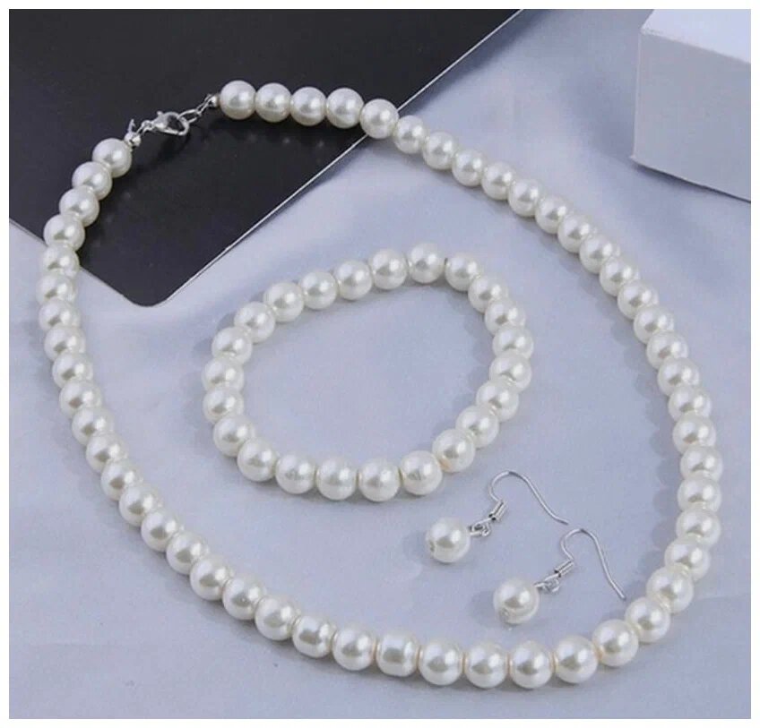 Комплект бижутерии: браслет, серьги, чокер, жемчуг культивированный