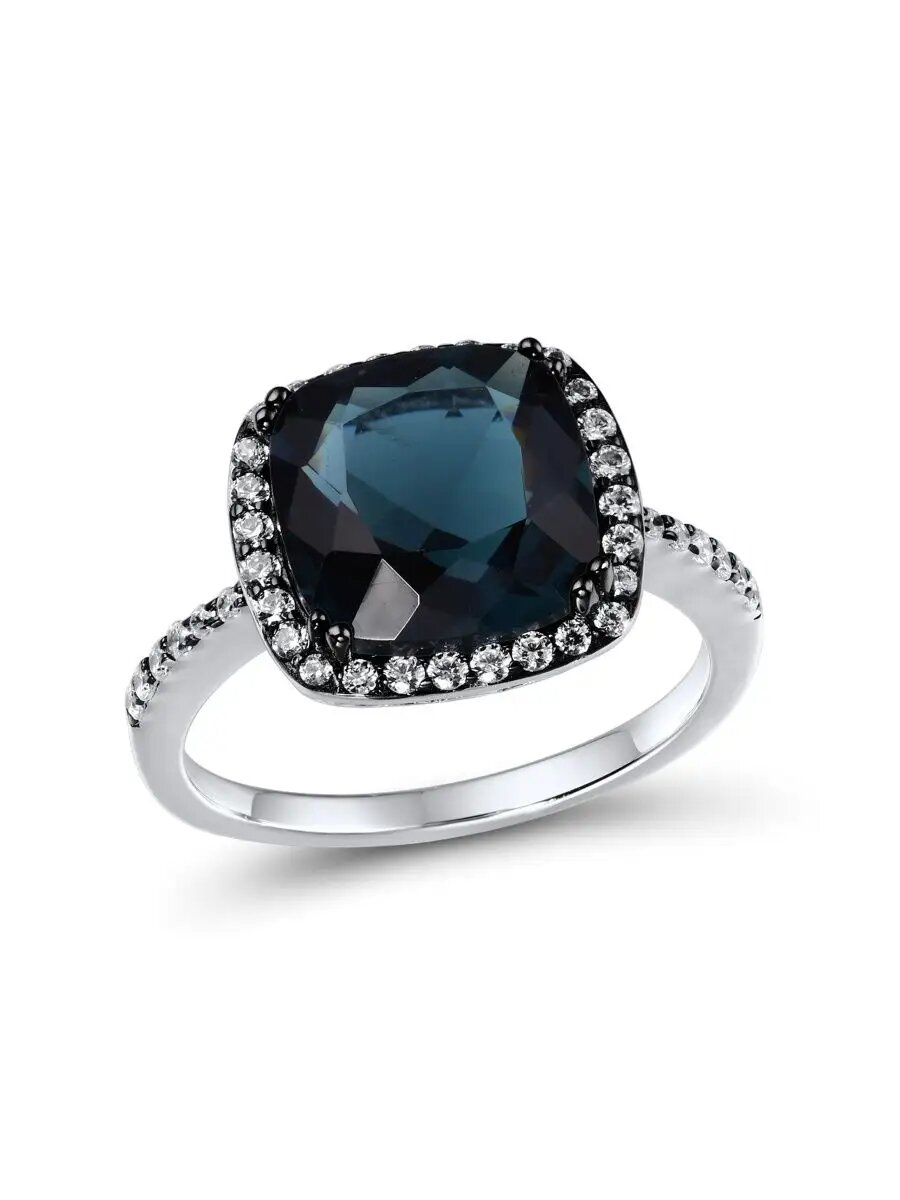 Кольцо, серебро, 925 проба, Лондон топаз, фианит, топаз синтетический