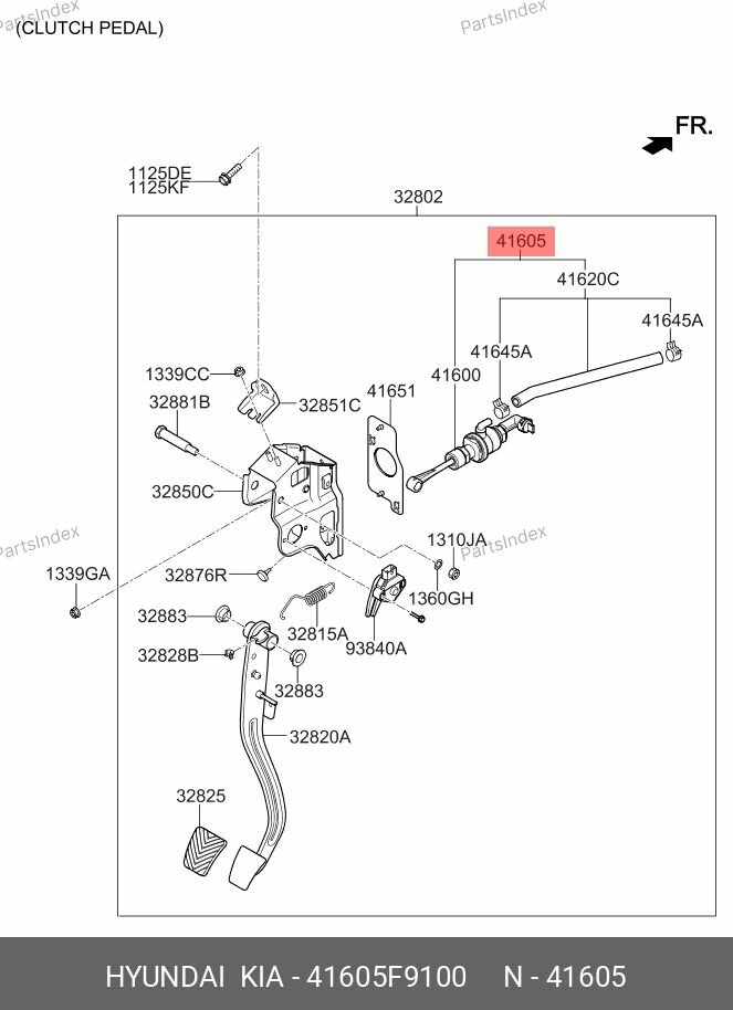 Цилиндр сцепления главный, HYUNDAI/KIA/MOBIS 41605F9100