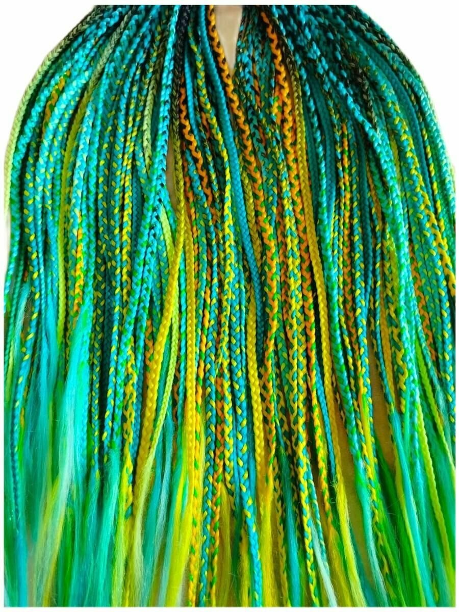 Афрокосы "Морская лазурь" ручная работа, длина 70-75см, яркий стиль