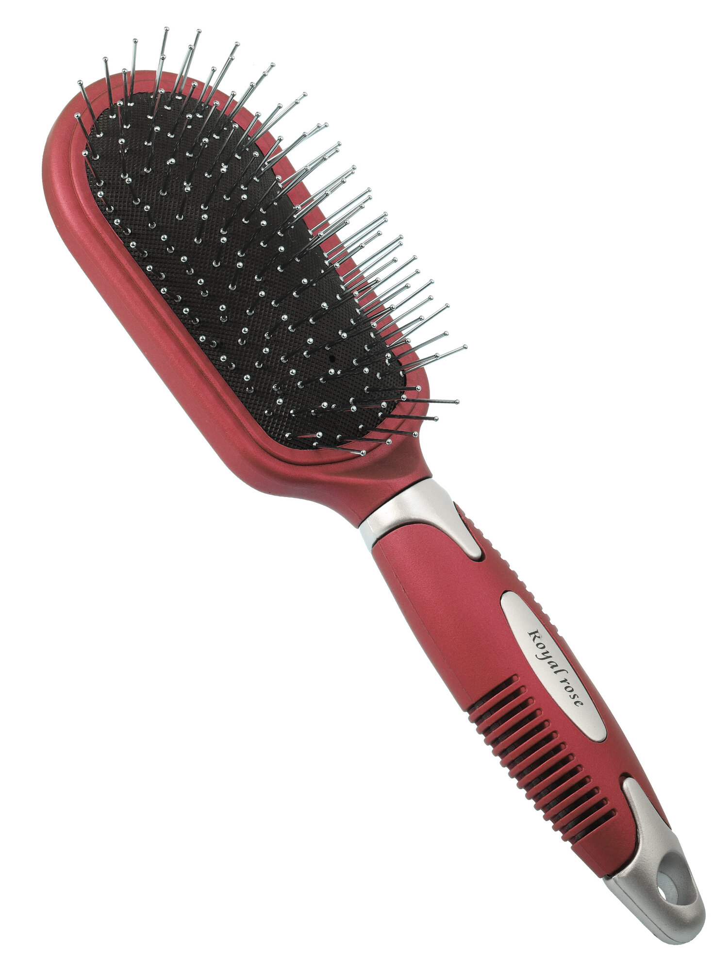 Щетка массажная, длина 235 мм, с металлическими зубцами, цвет красный