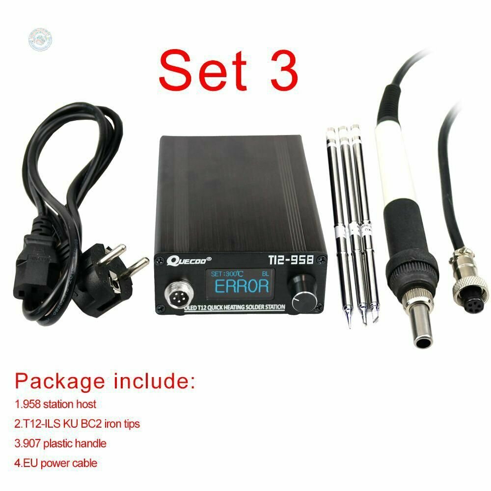 Паяльная станция STM32 T12-958, цифровой паяльник с OLED-дисплеем 1.3 дюйма, набор для точного ремонта электроники и пайки микросхем