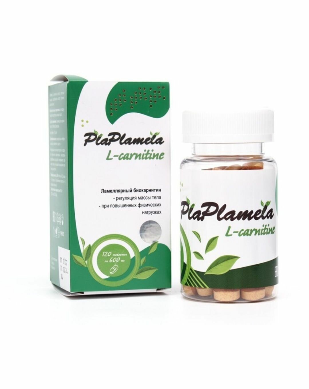 PlaPlamela L-карнитин для энергии и обмена веществ, 120 таблеток. При интоксикации печени, для физической, умственной активности. Пищевая добавка