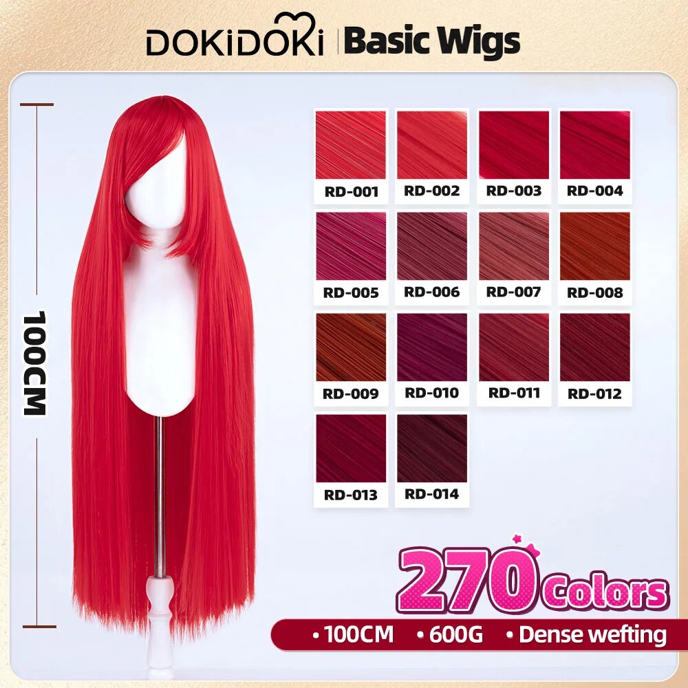 Базовый парик для косплея Foxyy 100 см красный Бордовый, Red RD Series, 013