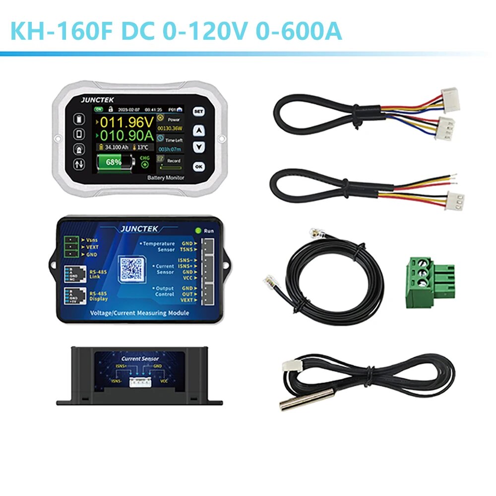 Junctek KH-160F DC 0-120V 0-600A Тестер Аккумулятора