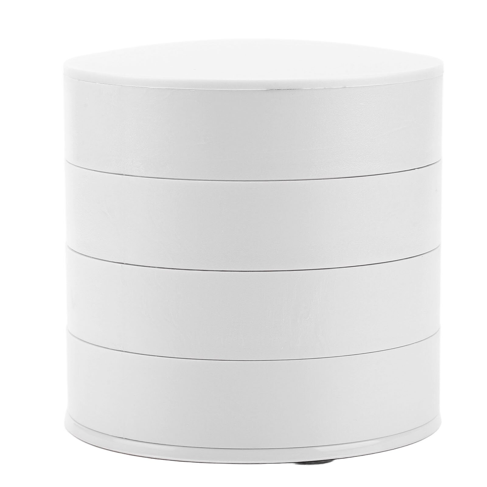 Поворотный органайзер для ювелирных изделий с 4 слоями, 360-градусное вращение, пылезащитная круглая коробка с крышкой, белый